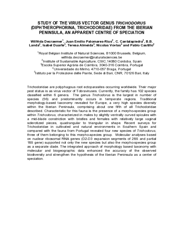 (PDF) Seven new species of Trichodorus (Diphtherophorina, Trichodoridae ...