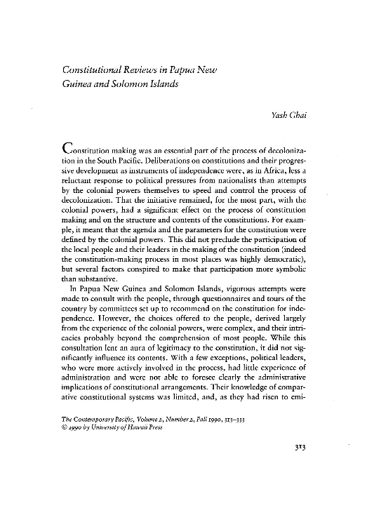 (PDF) Constitutional Reviews in Papua New Guinea and Solomon Islands