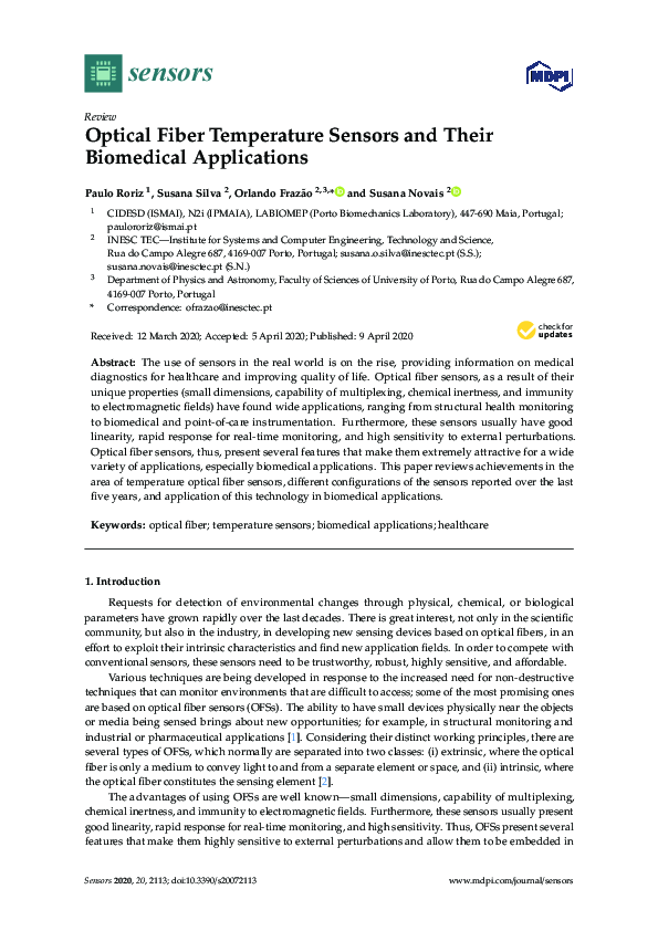 (PDF) Optical Fiber Temperature Sensors and Their Biomedical Applications