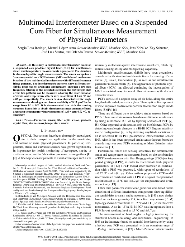 (PDF) Multimodal Interferometer Based on a Suspended Core Fiber for ...