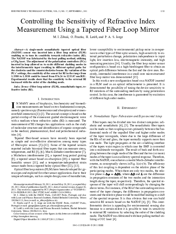 (PDF) Controlling the Sensitivity of Refractive Index Measurement Using ...