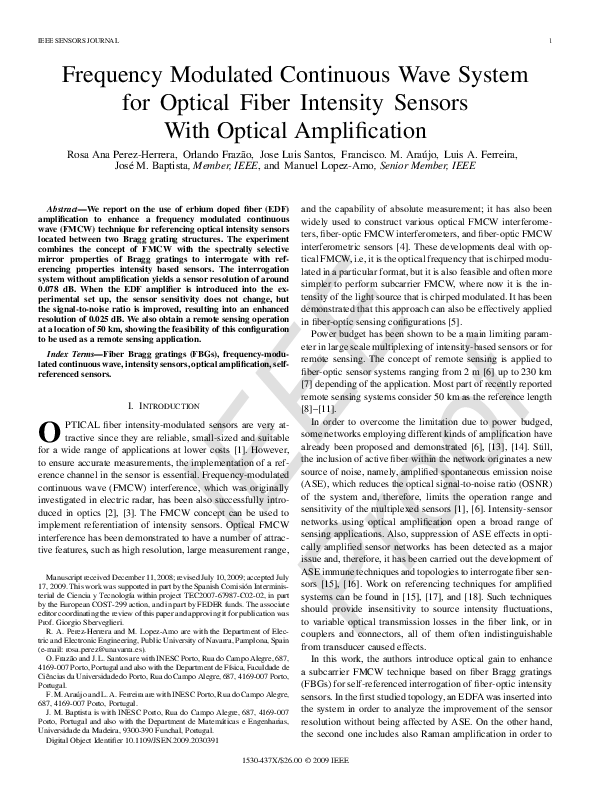 (PDF) Frequency Modulated Continuous Wave System for Optical Fiber Intensity Sensors With ...