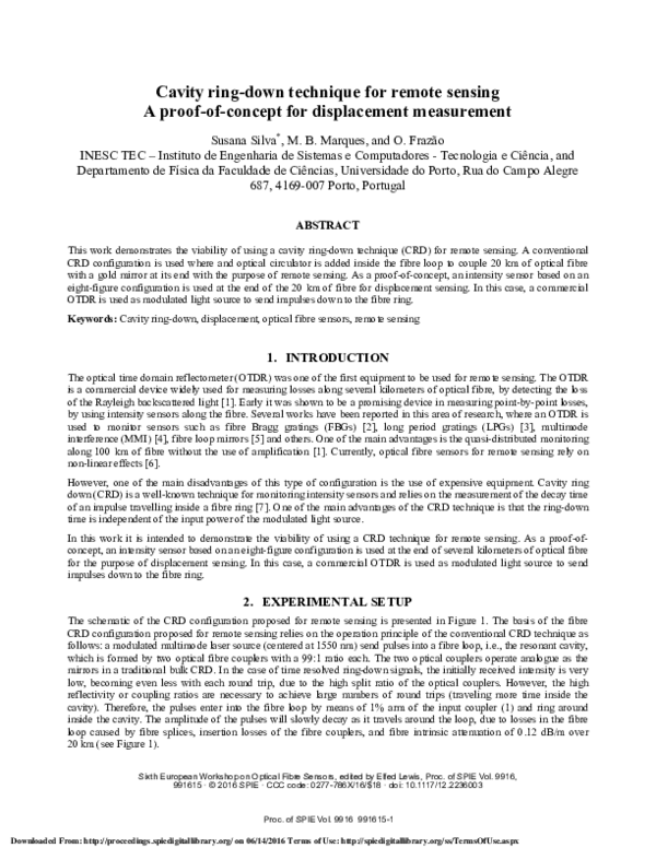 (PDF) Cavity ring-down technique for remote sensing: a proof-of-concept for displacement measurement