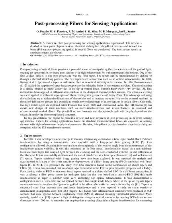 Pdf Post Processing Fiber Techniques For Sensing Applications