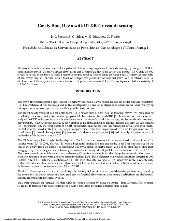 (PDF) Cavity ring-down with OTDR for remote sensing