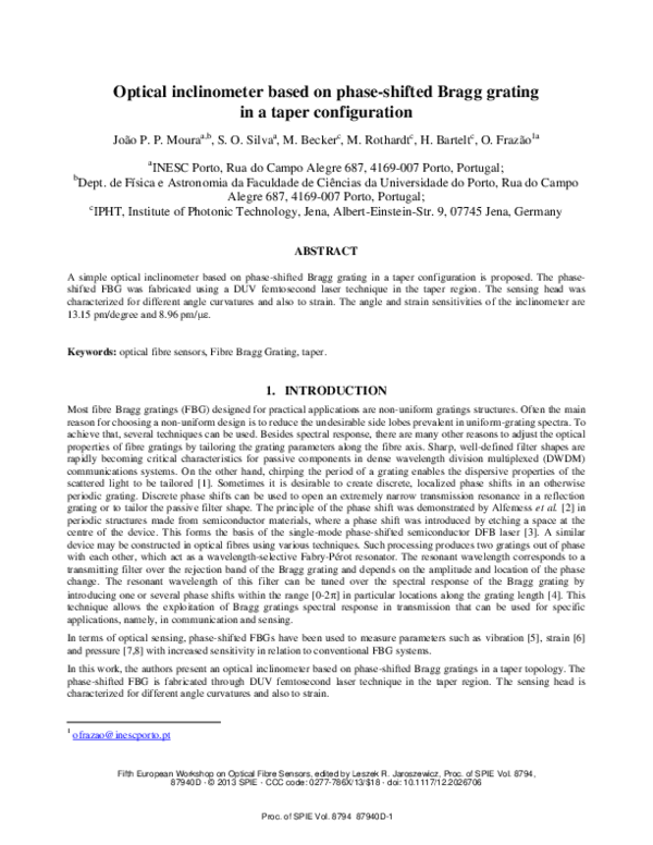 (PDF) Optical inclinometer based on phase-shifted Bragg grating in a ...