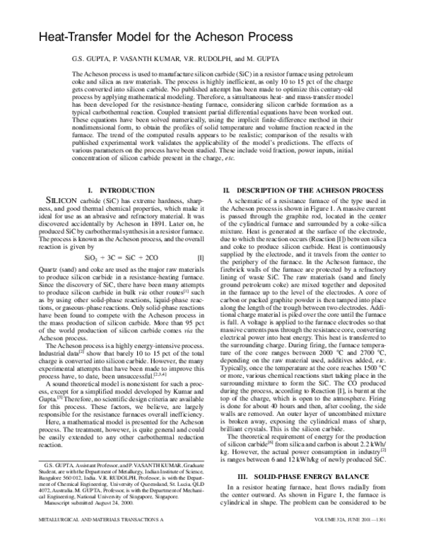 (PDF) Heat-transfer model for the acheson process