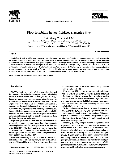 (PDF) Flow instability in non-fluidized standpipe flow | victor rudolph - Academia.edu