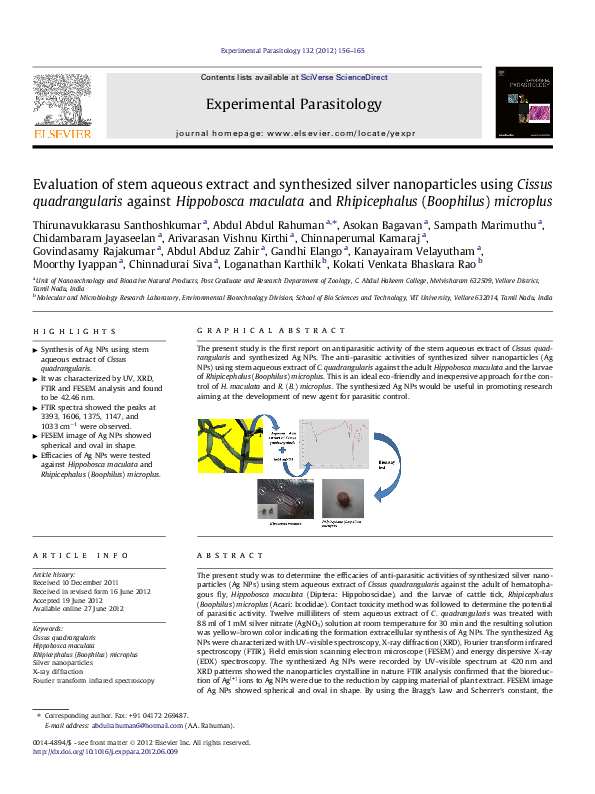 (PDF) Evaluation of stem aqueous extract and synthesized silver ...