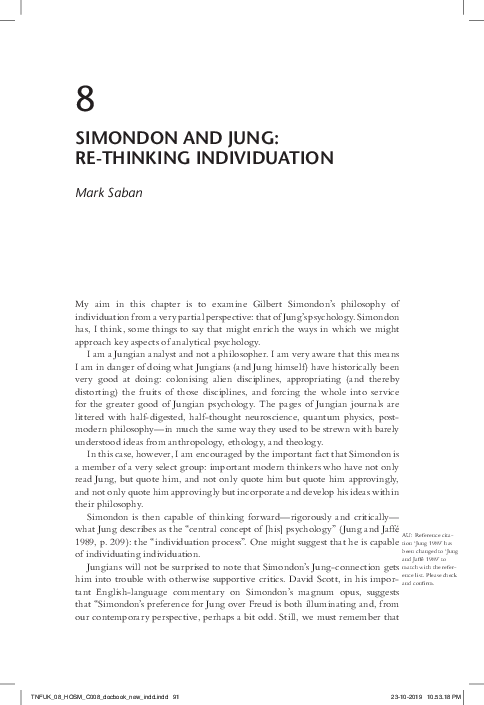 (PDF) Simondon and Jung: Re-thinking individuation