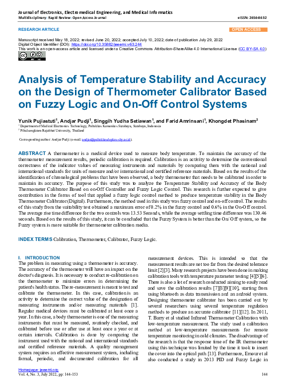 (PDF) Analysis of Temperature Stability and Accuracy on the Design of Thermometer Calibrator ...