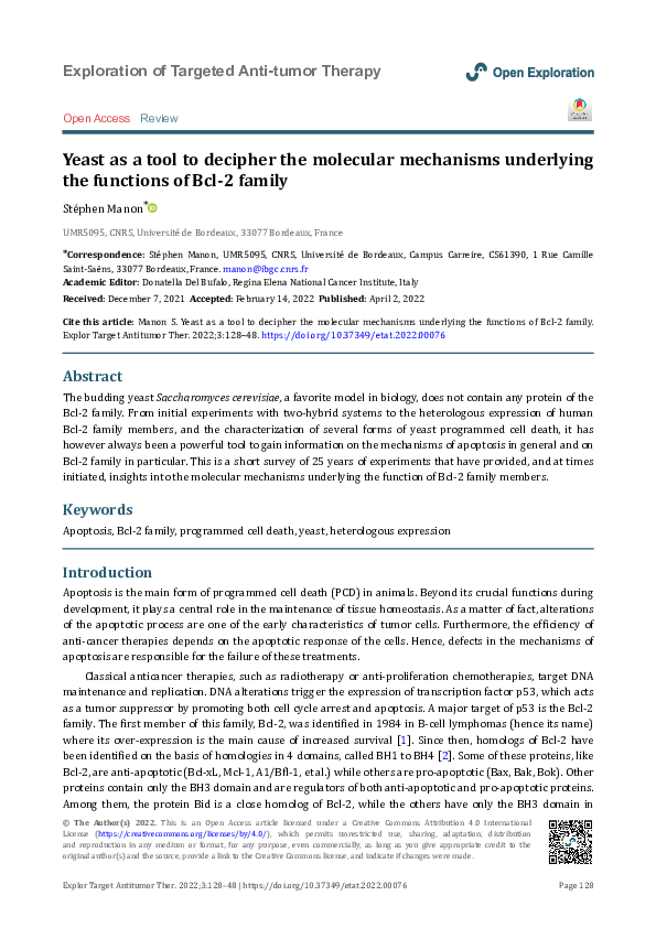 (PDF) Yeast as a tool to decipher the molecular mechanisms underlying ...