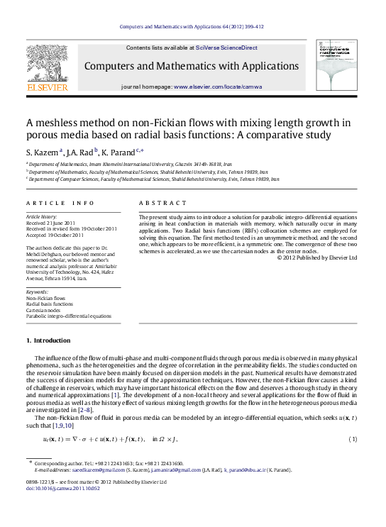 (PDF) A meshless method on non-Fickian flows with mixing length growth in porous media based on ...