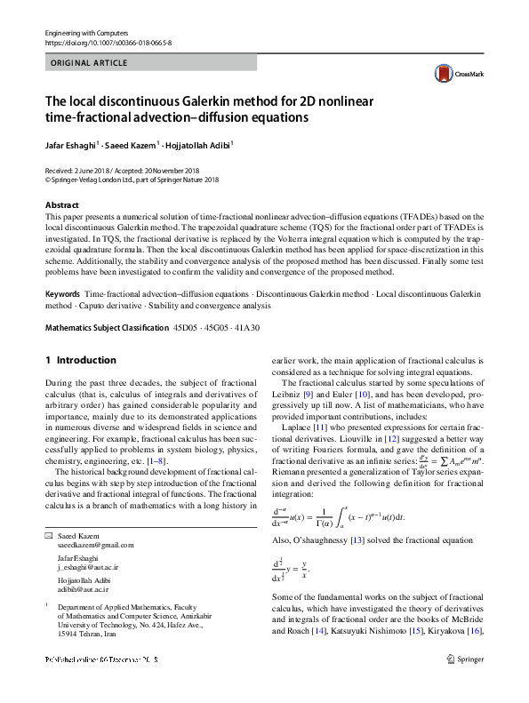 (PDF) The local discontinuous Galerkin method for 2D nonlinear time ...