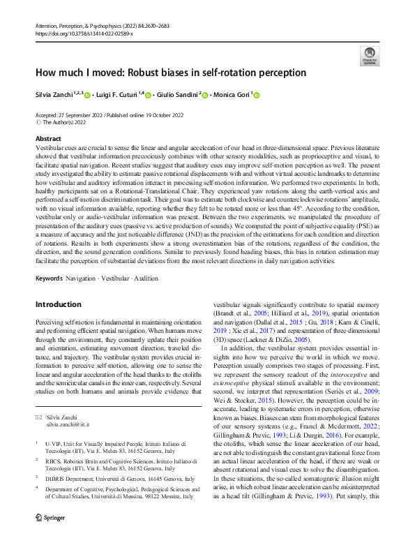 (PDF) How much I moved: Robust biases in self-rotation perception
