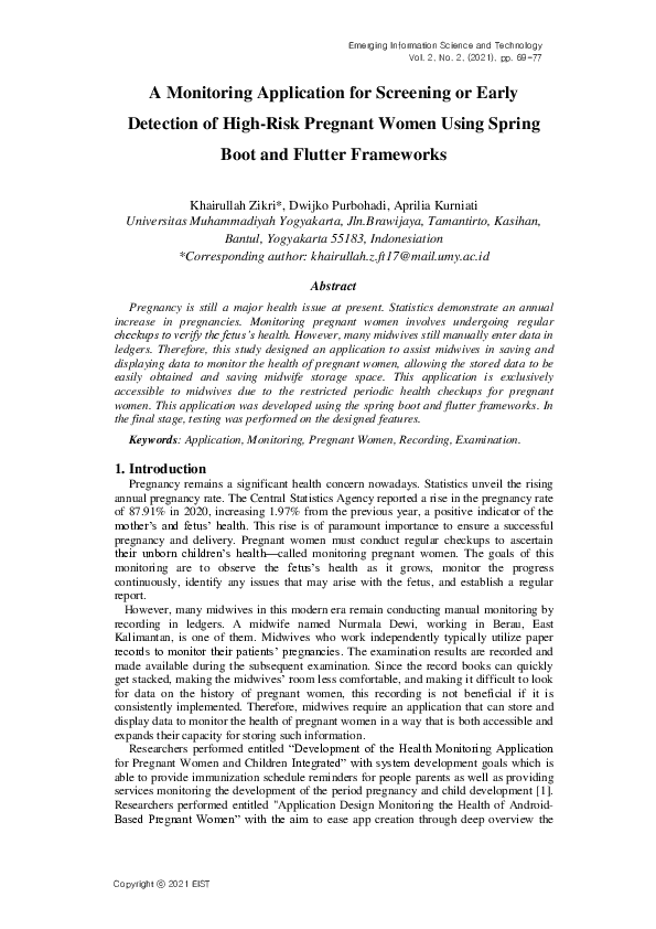 (PDF) A Monitoring Application for Screening or Early Detection of High ...