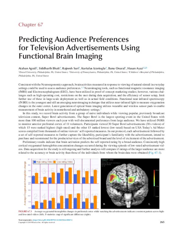 (PDF) Predicting Audience Preferences for Television Advertisements Using Functional Brain Imaging