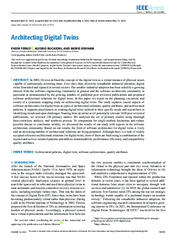 (PDF) Architecting Digital Twins