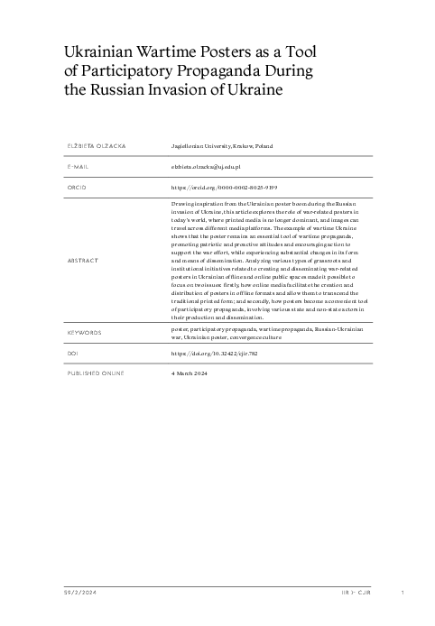 (PDF) Ukrainian Wartime Posters as a Tool of Participatory Propaganda ...