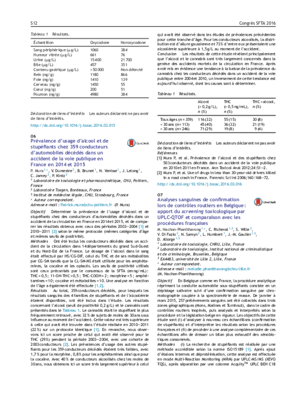 (PDF) Analyses sanguines de confirmation lors de contrôles routiers en ...