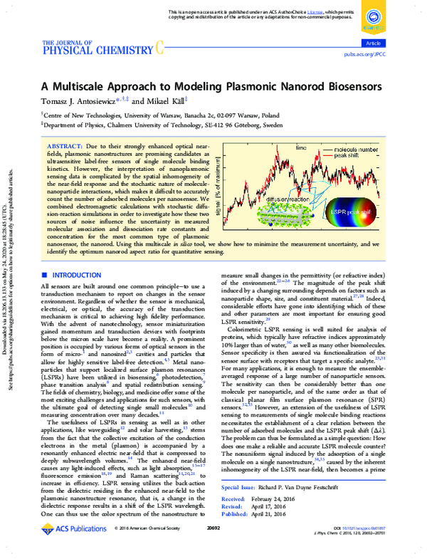(PDF) Optimizing Plasmonic Nanorod Biosensors
