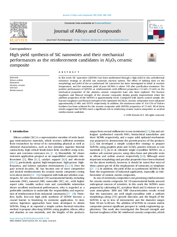 (PDF) High yield synthesis of SiC nanowires and their mechanical ...