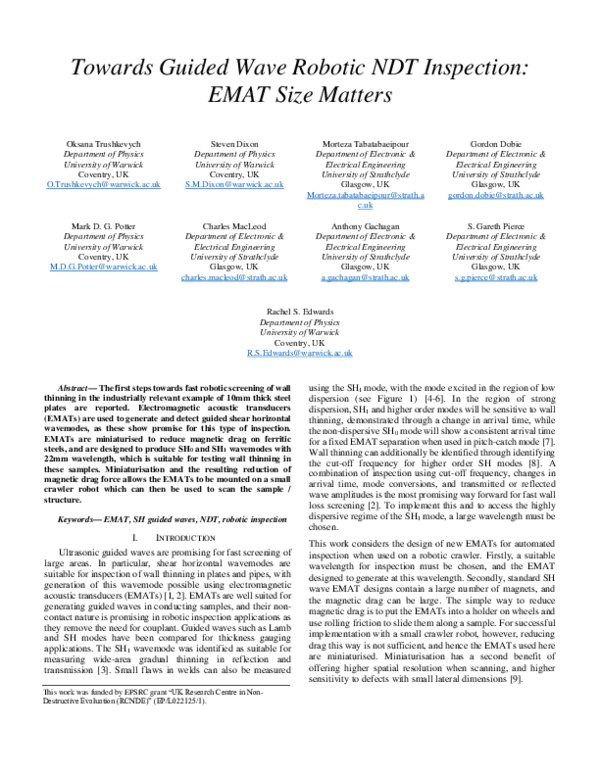 (PDF) Towards Guided Wave Robotic NDT Inspection: EMAT Size Matters
