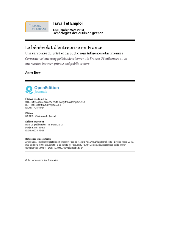 (PDF) Le bénévolat d’entreprise en France