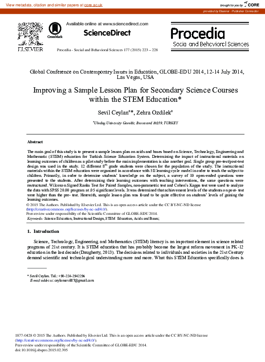 (PDF) Improving a Sample Lesson Plan for Secondary Science Courses ...