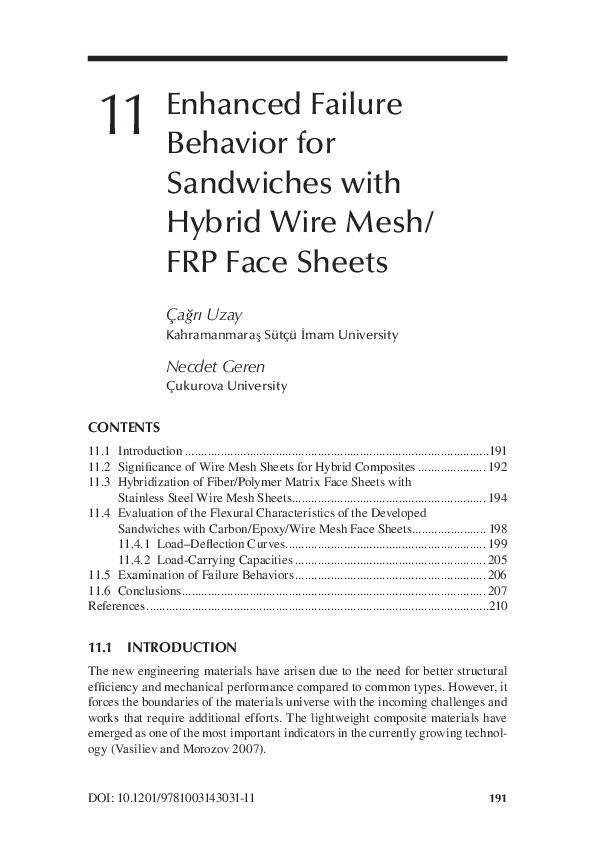 (PDF) Enhanced Failure Behavior for Sandwiches with Hybrid Wire Mesh/FRP Face Sheets