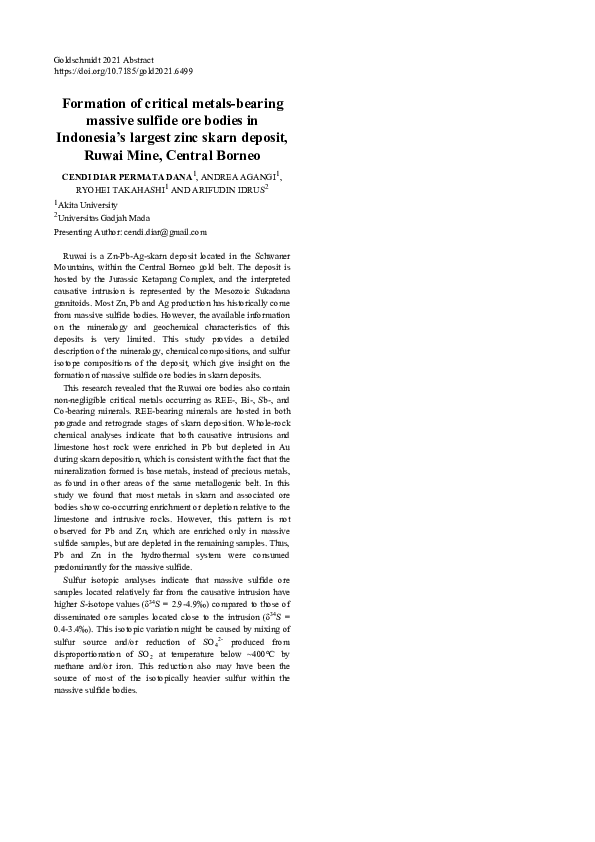 (PDF) Formation of critical metals-bearing massive sulfide ore bodies ...