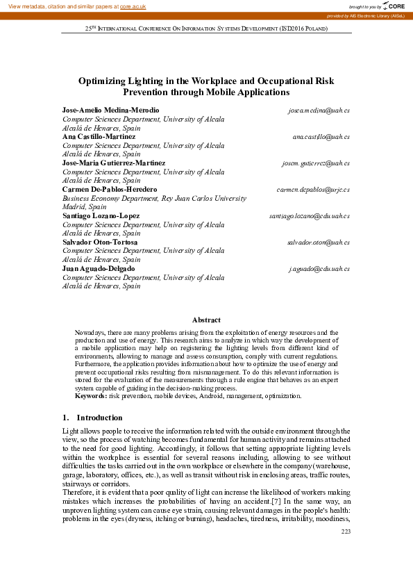 (PDF) Optimizing Lighting in the Workplace and Occupational Risk Prevention through Mobile ...