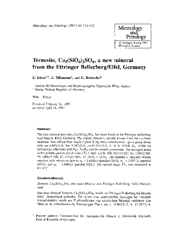 (PDF) Ternesite: A New Orthorhombic Mineral from Eifel