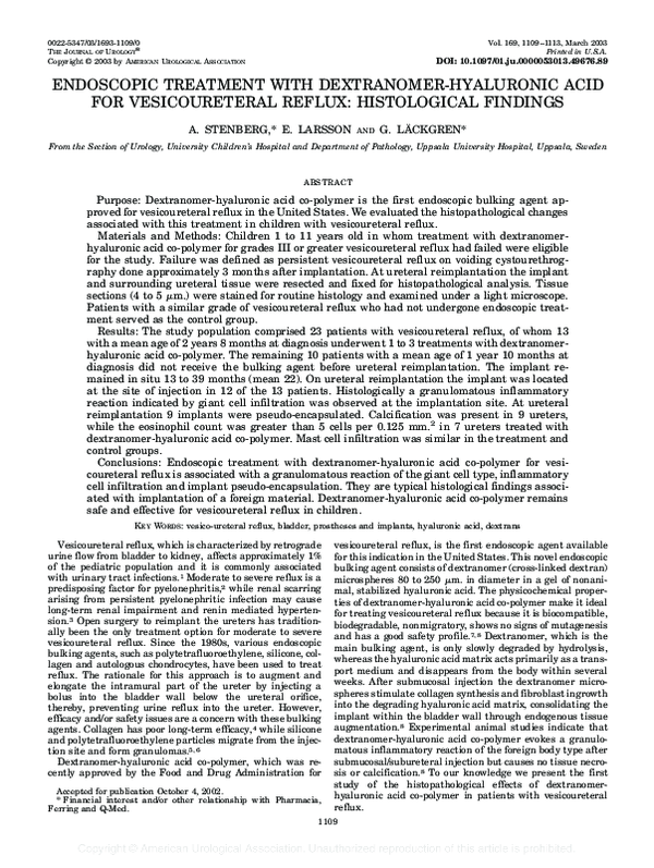 (PDF) Endoscopic Treatment with Dextranomer-Hyaluronic Acid for ...