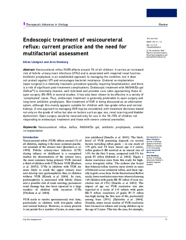(PDF) Endoscopic treatment of vesicoureteral reflux: current practice ...