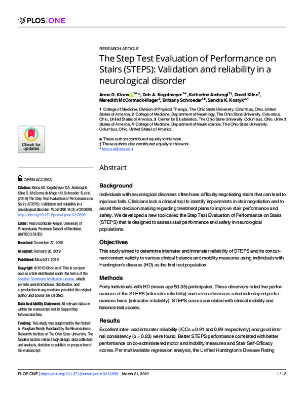 (PDF) The Step Test Evaluation of Performance on Stairs (STEPS ...