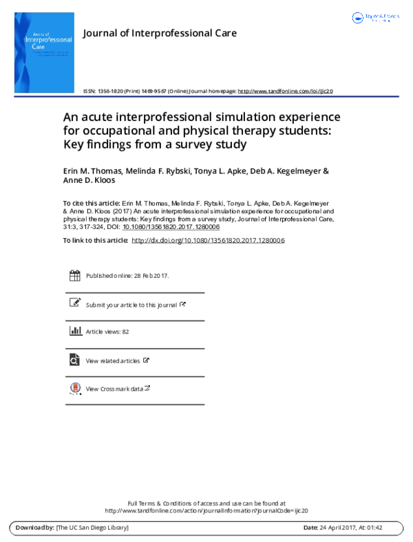 (PDF) An acute interprofessional simulation experience for occupational ...