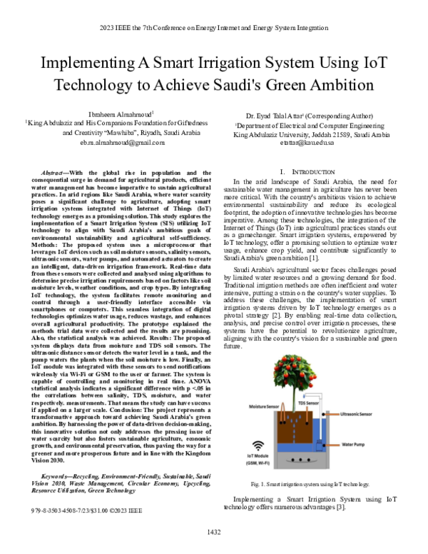 (PDF) Implementing A Smart Irrigation System Using IoT Technology to ...