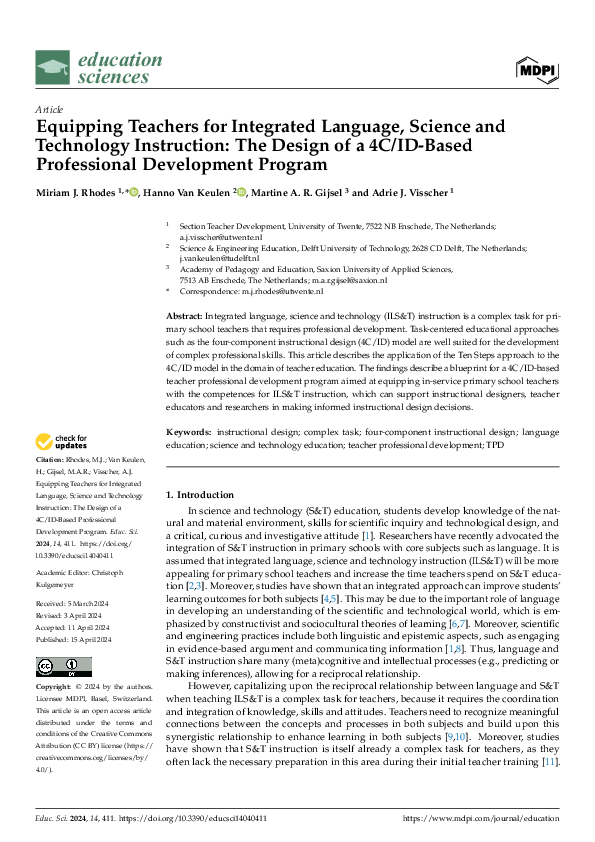 (PDF) Equipping Teachers for Integrated Language, Science and Technology Instruction: The Design ...