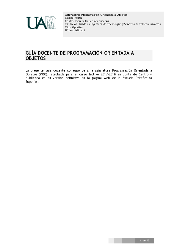 (PDF) Guía Docente de Programación Orientada a Objetos