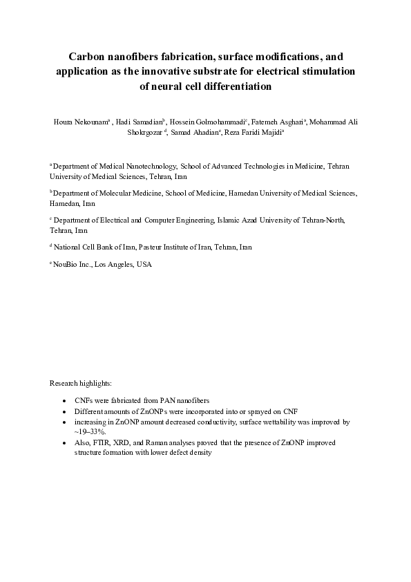 (PDF) Carbon nanofibers fabrication, surface modifications, and ...