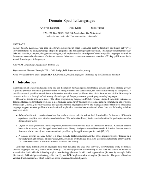 (PDF) Domain-specific languages