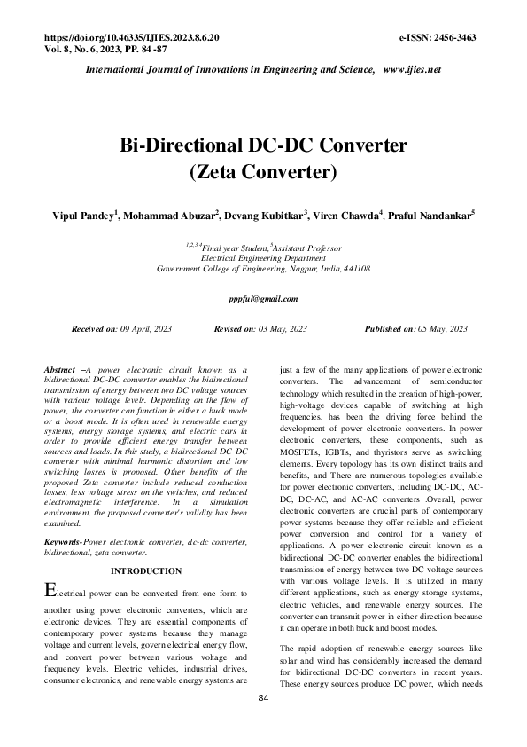 (PDF) Bi-Directional DC-DC Converter (Zeta Converter)