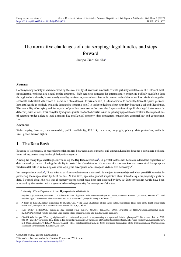 (PDF) The normative challenges of data scraping: legal hurdles and steps forward