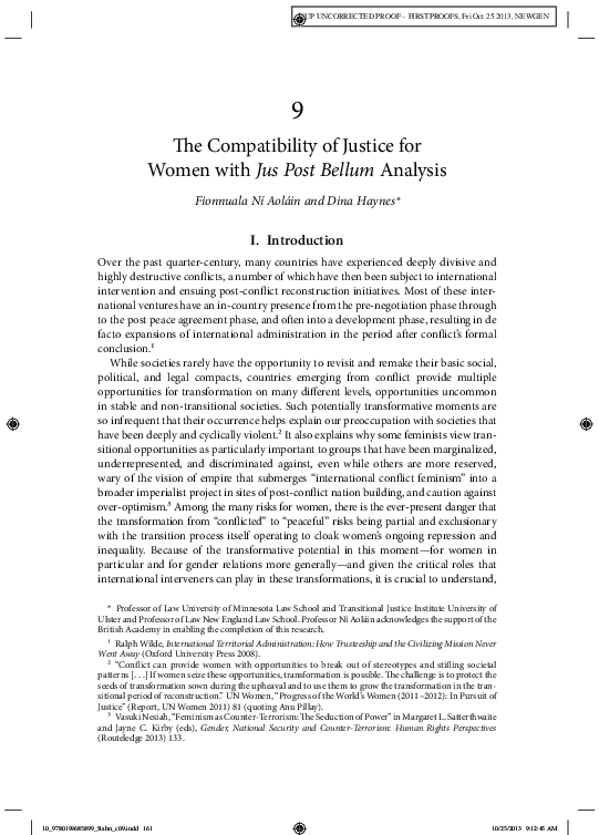 (PDF) The Compatibility of Justice for Women with Jus Post Bellum Analysis