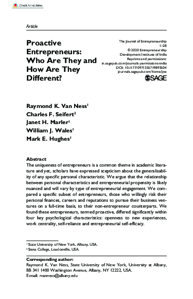 (PDF) Proactive Entrepreneurs: Who Are They and How Are They Different?