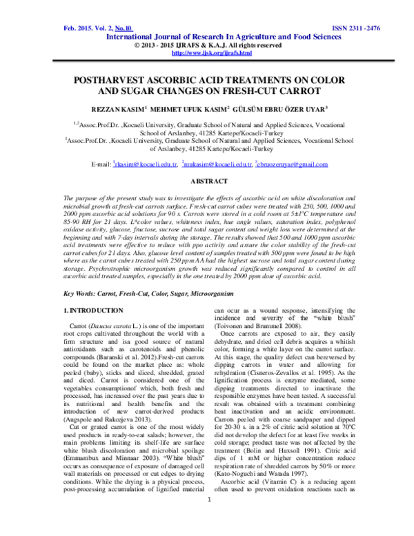 (PDF) Postharvest Ascorbic Acid Treatments on Color and Sugar Changes ...