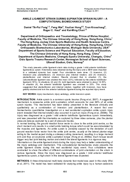 (PDF) Ankle Ligament Strain During Supination Sprain Injury - a ...