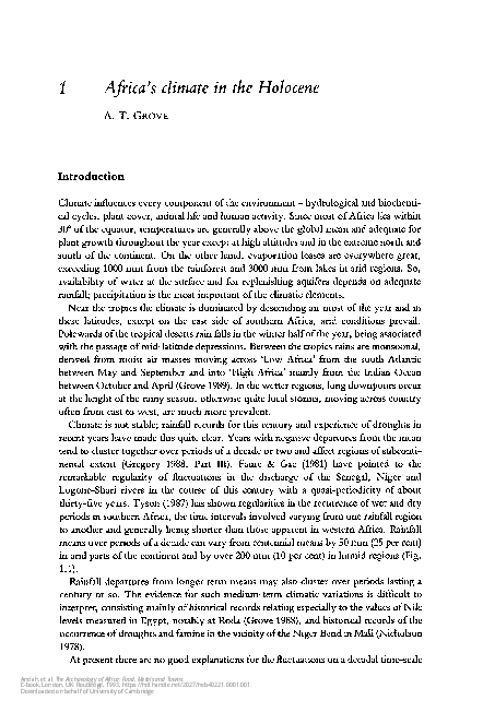 (PDF) Africa’s climate in the Holocene
