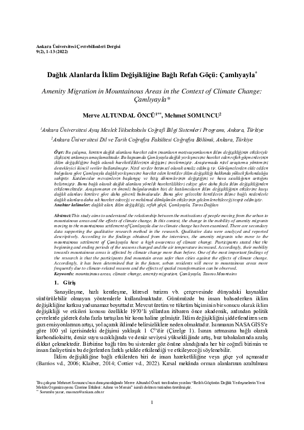 (PDF) Amenity Migration in Mountainous Areas in the Context of Climate ...